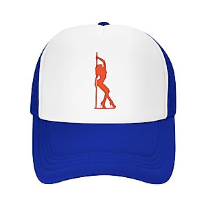 Pole Dancer Stripper Funny Trucker Hat Adult Adjustable Baseball Cap Breathable Unisex Fishing Hats Blue