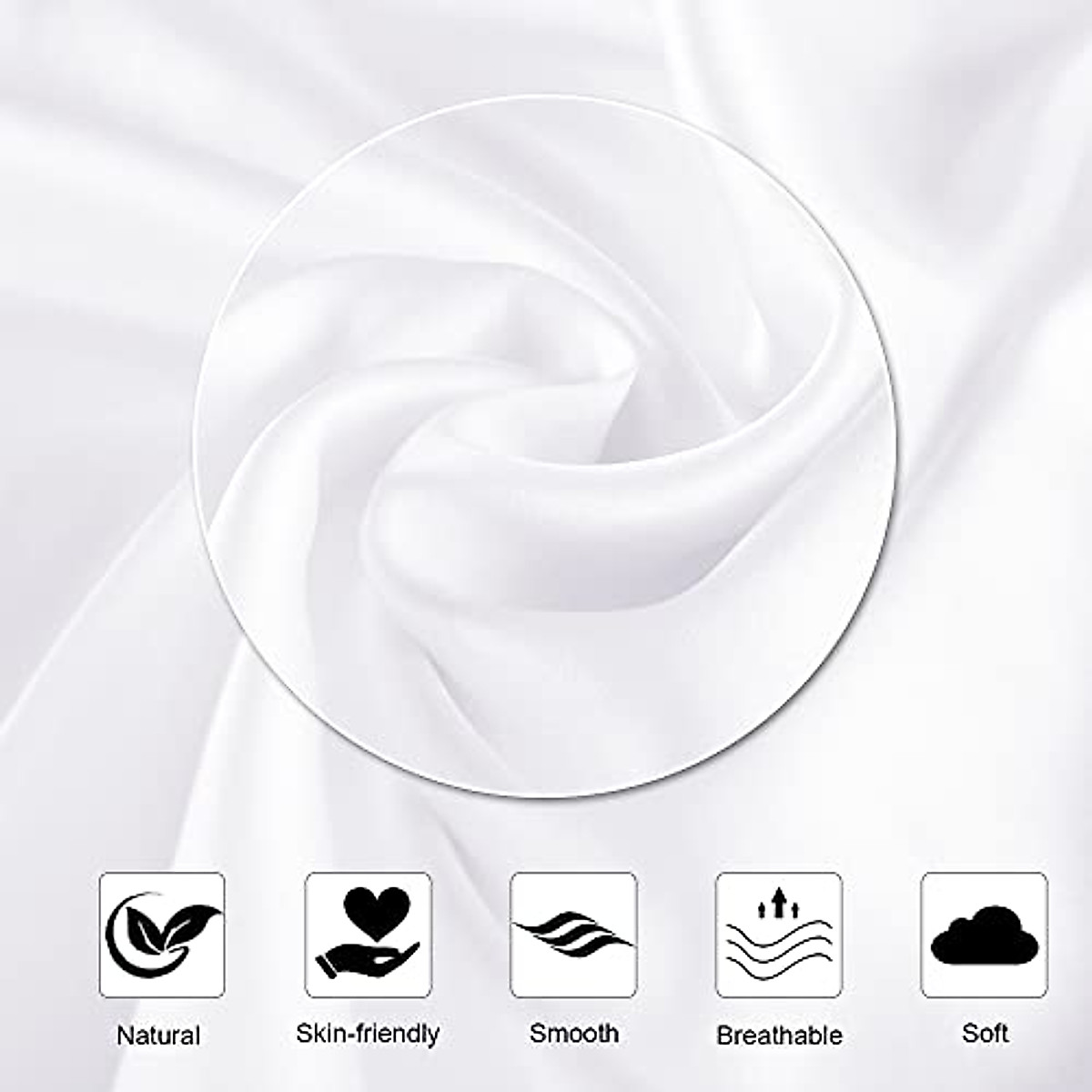 Silk Pillowcase 2 Pack for Hair and Skin, Ravmix Mulberry Silk Pillow Cases Standard Size 20×26inches Set of 2 Cooling Silk Pillow Covers with Hidden Zipper, Pure White