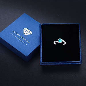 CUOKA MIRACLE Turquoise Ring for Women 925 Sterling Silver Synthetic Turquoise Ring Open Ring Adjustable Ring Gift for Women