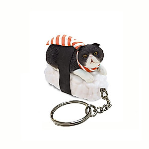 Sushi Cat Clever Idiots Nekozushi Keychain - Blind Box Includes 1 of 5 Collectable Figurines - Features a Detachable Keyring (Version 1)