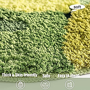 Moss Rug for Living Room Abstract 3D Mountains River Flowers Grass Moss Rug for Bedroom Aesthetic Decor, Indoor Floor Plush Shaggy Bedside Area Rug (Flowers & Grass,32x79in)