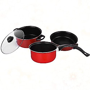 DOITOOL 3pcs Kitchen Nonstick Cookware Sets Pots and Pans Cooking Set with Saucepans Frying Pans Oven Pot with Lids for Soup Pasta Stockpot