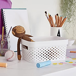 Curver Infinity Tray 4.5 L Dots Recycled Plastic Pink Crates, white, S