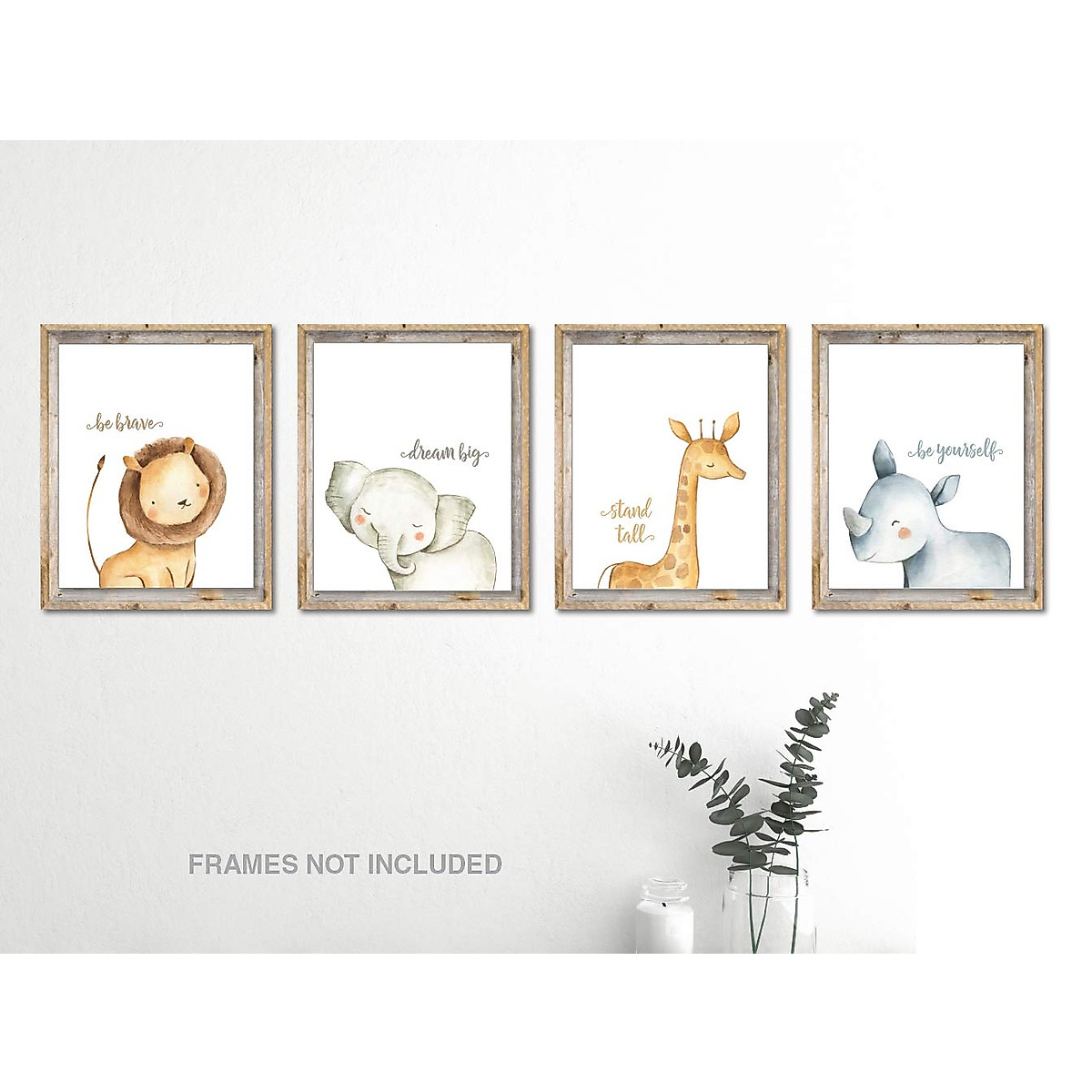 Confetti Fox Safari Animals Nursery Wall Art, Zoo Little Boy's Room, Baby Girl Toddler Kid's Decor Quotes (8x10 Unframed Set of 4 Prints)