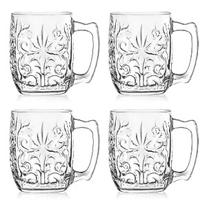 Barski Glass Mug - Mule - Designed - for Beer - Coffee - Tea - Latte - Cocktail - Beverage - Set of 4-14.2 Oz. - Made in Europe