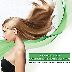 Golden Saffron Selenium (200mcg Selenium & 88.5 mg Saffron Extract) - to Support Overall Health, Thyroid Function, Prostate Health - Non-GMO & Gluten-Free - from USA - & Tasteless