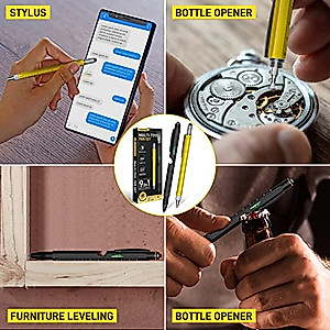 Gifts for Men Dad Him, Fathers Day,Multi-Tool 2Pc Pen Set,9 in 1 Multitool Pen,Unique Christmas Gifts for Men, Husband, Dad,Tool Gadget for Men Women, Stocking Stuffers Gifts for Men (Yellow)