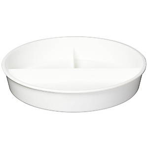 Sammons Preston - 40928 High-Sided Divided Dish, White, Break-Resistant & Lightweight Polypropylene Plastic, 10" Diameter, 1.75" High Vertical Sides & 7/8" Section Dividers, Includes Lid for Travel & Storage