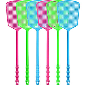 Multi-Pack Plastic Fly Swatters,Manual Colorful Flyswatters,6 Pack Heavy Duty Fly Killer,Work for Indoor,Garden,Office
