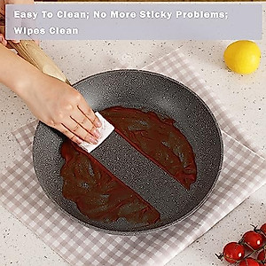 Vkoocy Gray Pots and Pans Set Non Stick, Ceramic Cookware Set Kitchen Cooking Sets Induction Pot and Pan w/Frying Pans, Saucepans, Casserole, Non-Toxic, PTFE/PFOA/PFOS-Free