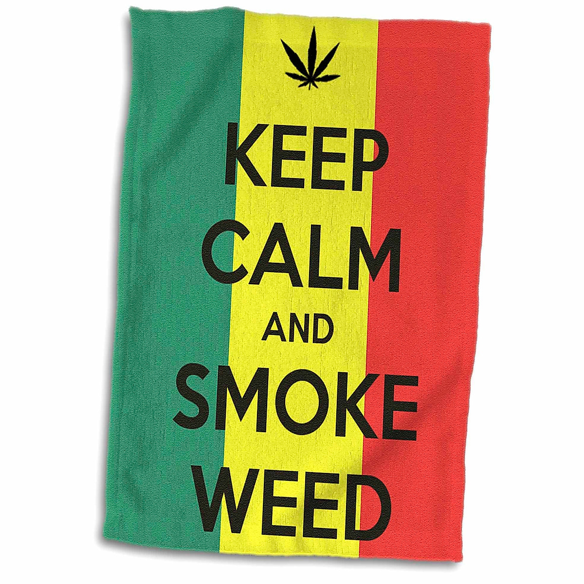 3D Rose Keep Calm and Smoke Weed Towel, 15" x 22"