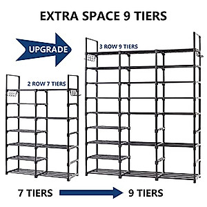 Mavivegue 9 Tiers Shoe Rack Tall Shoe Organizer Shoe Storage 50 Pairs Vertical Shoe Shelf Large Shoe Rack Organizer Stackable Shoe Racks for Entryway, Closet, Garage, Bedroom,Cloakroom