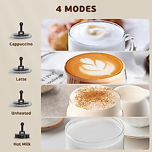 Milk Frother, 4 in 1 Electric Milk Frother and Steamer, Stainless Steel Automatic Hot and Cold Foam Maker with Temperature Control for Coffee, Latte, Hot Chocolate, Cappuccinos, Macchiato, Black