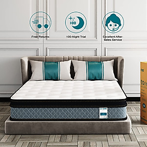 Crystli King Mattress, 10 Inch Memory Foam Mattress with Innerprings Hybrid King Mattress in a Box Pressure Relief & Supportive King Size Mattress 100-Night Trial 10-Year Support