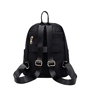 Gazigo Backpack for Women, Nylon Travel Backpack Purse Black Shoulder Bag Small Casual Daypack for Womens (Square Quilited)
