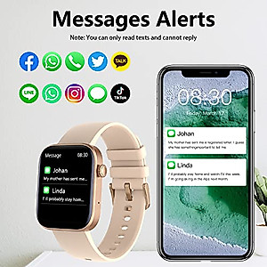 Smart Watch, 1.8'' Screen Fitness Watch with Text and Call, Activity Tracker Smartwatch with Heart Rate, Blood Oxygen, and Sleep Monitor, IP68 Waterproof, for Women iPhone Android Phones Compatible