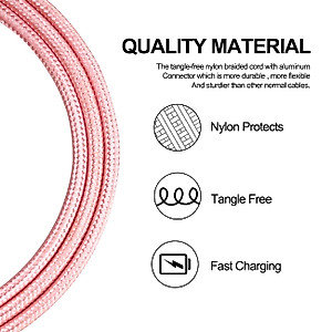 sharllen iPhone Charger Cord iPhone Lightning Cable 3/3/6/6/10FT 5Pack Nylon Braided USB Fast iPhone Charging Cable&Syncing Long Cord Compatible iPhoneXs/Max/XR/X/8/8P/7/7P/6/5/iPad/iPod (Rose Gold)