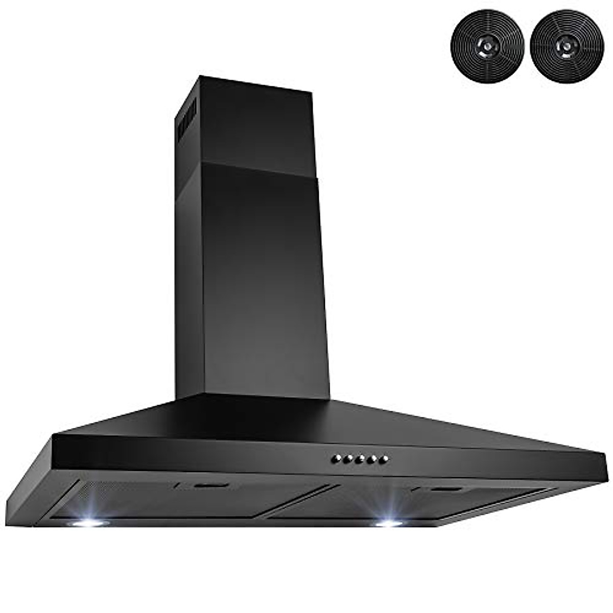 AKDY 30 in. Convertible Kitchen Wall Mount Range Hood with Carbon Filters in Black Painted Stainless Steel