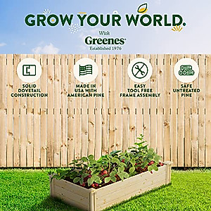 Greenes Fence Original Pine Raised Garden Bed, 2' x 4' x 10.5" - Made in USA with American Pine