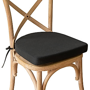 Eiury Kitchen Chair Cushion with Ties for Dining Chairs and Indoor Chair Pads 17"x16.5" Seat Cushion Non Slip U-Shaped Rubber Back Seat Cover Machine Washable-Black…