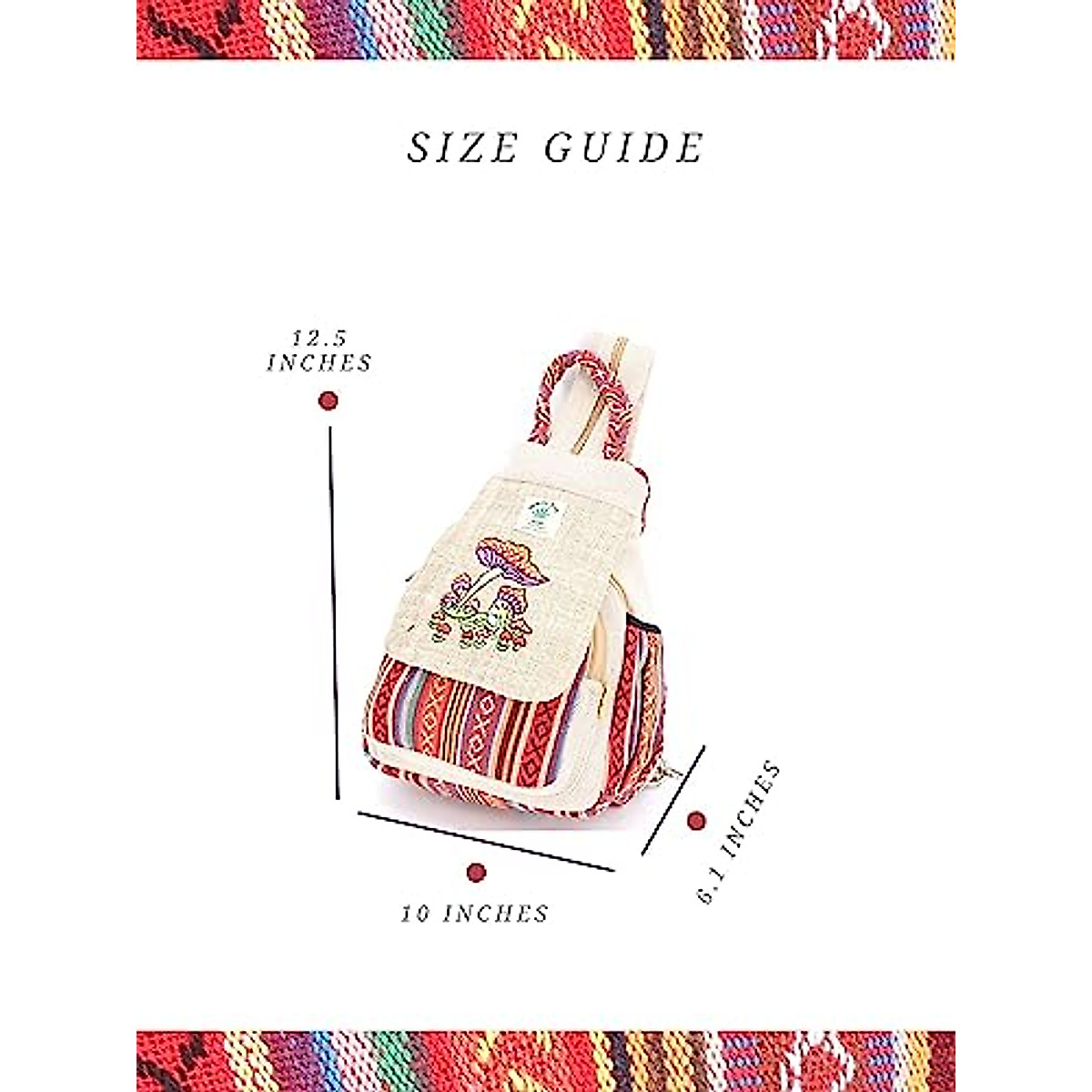 Unique design Mushroom Embroidery Himalaya Hemp Hippie Backpack Festival Backpack FAIR TRADE Handmade with Love. (NATURAL HEMP)