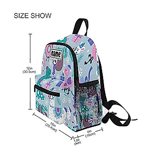 Glaphy Custom Kid's Name Backpack, Sloth Llama Dinosaur Flamingo Donuts Toddler Backpack for Daycare Travel Personalized Name Preschool Bookbag for Boys Girls