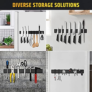 LERJU Fridge Applicable 17 Inch Double Sided Magnetic Knife Holder - Stainless Steel Knife Strip With Powerful Magnetic Pull Force - Use as Kitchen Knife Holder, Knife Rack & Tool Holder - Matte Black