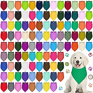 100 Pieces Dog Bandanas Bulk Heat Transfer Triangle Dog Bibs Heat Press Sublimation Blank DIY Dog Bandana Washable Adjustable Dog Bibs Scarves for Dogs Puppy Cats Pets Birthday Wedding (Medium)