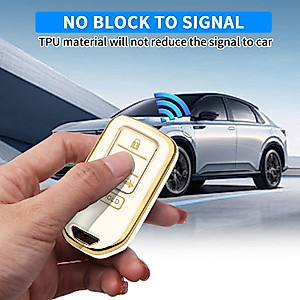 QBUC for Honda Key Fob Cover Case with Keychain for Honda Accord Civic CR-V CRV Pilot Passport Insight EX EX-L 5 Buttons