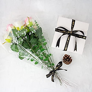 Nichemigo Happy Birthday Ribbon 1 Roll 5/8 Inch Wide Black Satin Ribbons with Gold Printed Gift Ribbon for Birthday Gift Wrapping Craft Hair Bows Party Supplies (10 Yards)