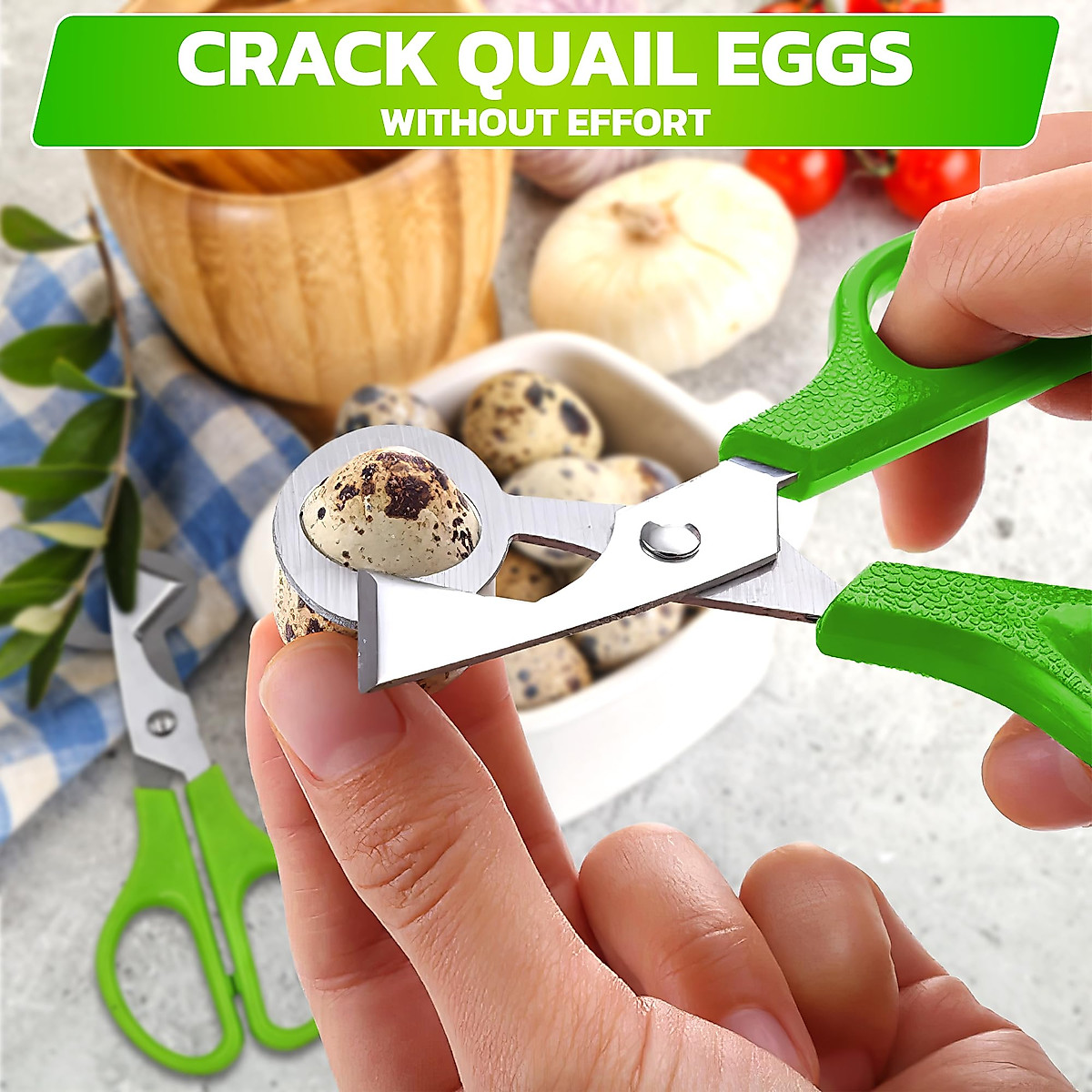 2 Pcs Quail Egg Scissors - Heavy-Duty Quail Egg Cutter Tool with Stainless Steel Sharp Blades & Ergonomic Grip - Compact Size (5.5" x 2.56") with 0.79" Diameter for Quick & Precise Cutting