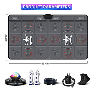 FWFX Electronic Dance Mats - Exercise Fitness Dance Pad Game for TV, Dance Mat Double Game for Kids Adults, Wireless Musical Dancing Mat with HD Camera, Birthday Gift for Girls Boys (Blue)