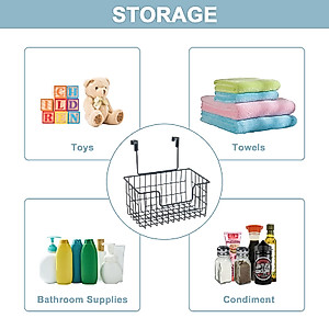 2Pack Over The Cabinet Door Organizer,Hanging Storage Wire Basket Suitable for Kitchen,Cabinet,Bathroom,Pantry,Black