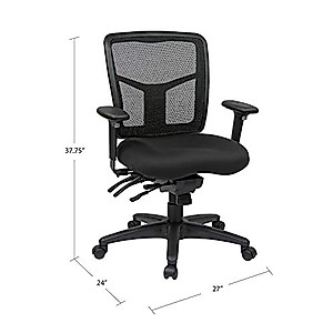 Office Star ProGrid Breathable Mesh Manager's Office Chair with Adjustable Seat Height, Multi-Function Tilt Control and Seat Slider, Mid Back, Coal FreeFlex Fabric