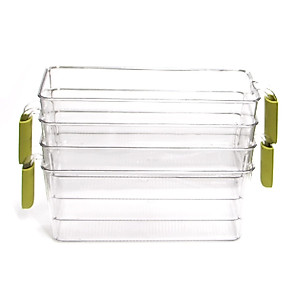 SERENITA Clear food storage bins with handle, refrigerator organizer containers, canister sets for kitchen counter, BPA Free