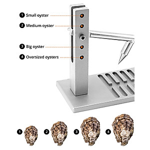 QWORK Oyster Shucker Machine Set - Oyster Shucker Tool, Adjustable Stainless Steel Oyster Opener Tool with Aluminum Alloy Base, Suction Cups, G-Clip, Knives, and Cut-Resistant Gloves