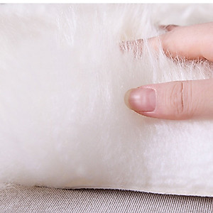 UKELER Luxurious Sheepskin Seat Pad Long Wool Sofa Cushion Wheel Chair Pad Car Seat Covers,White,18''×18''