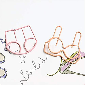 12pcs Cartoon Paper Clips Funny Underwear Shape Office Supply Accessories Cute Paper Needle Multicolor Bookmark (Bra)