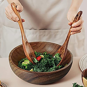 Salad Tongs, Salad Servers, Salad Tongs for Serving, AOOSY 10.2 inches Acacia Wood Serving Utensils Set Salad Mixing Dinner Fork and Spoon Long Handle Salad Server Set Kitchen Cooking Utensil