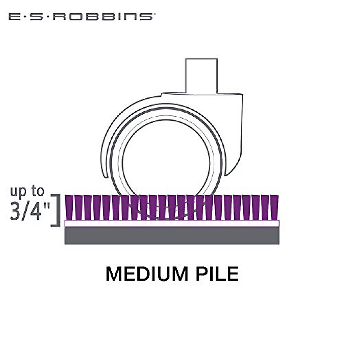 ES Robbins EverLife Chair Mat with Lip for Medium Pile Carpet, 45"x53", Crystal Edge (122183)