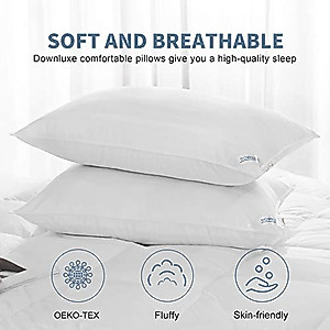 downluxe Down Alternative Pillows King Size Set of 2 - Hotel Collection Soft Bed Pillows for Sleeping, Perfect for Side, Back and Stomach Sleepers, 20 X 36