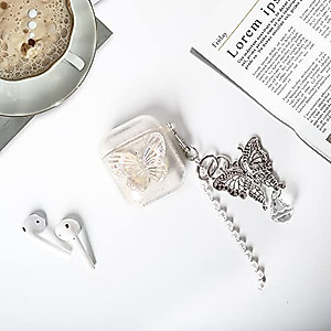 MOLOPPO Compatible with AirPods Case with Girls Cute Clear Glitter Butterfly Design Smooth Soft TPU Cover Case for Airpods 2 &1,Cute for Airpods-Butterfly