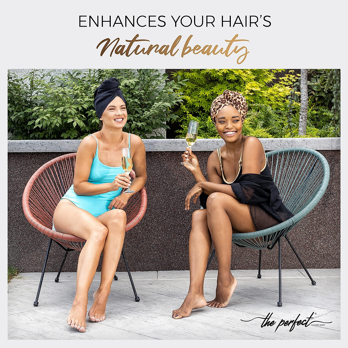 THE PERFECT HAIRCARE Microfiber Curly Hair Towel Wrap with Wet/Dry Brush - Fast Drying and Gentle Detangling for Women, Girls, Kids, Children - Great for Travel, Gifts and Hair Extensions