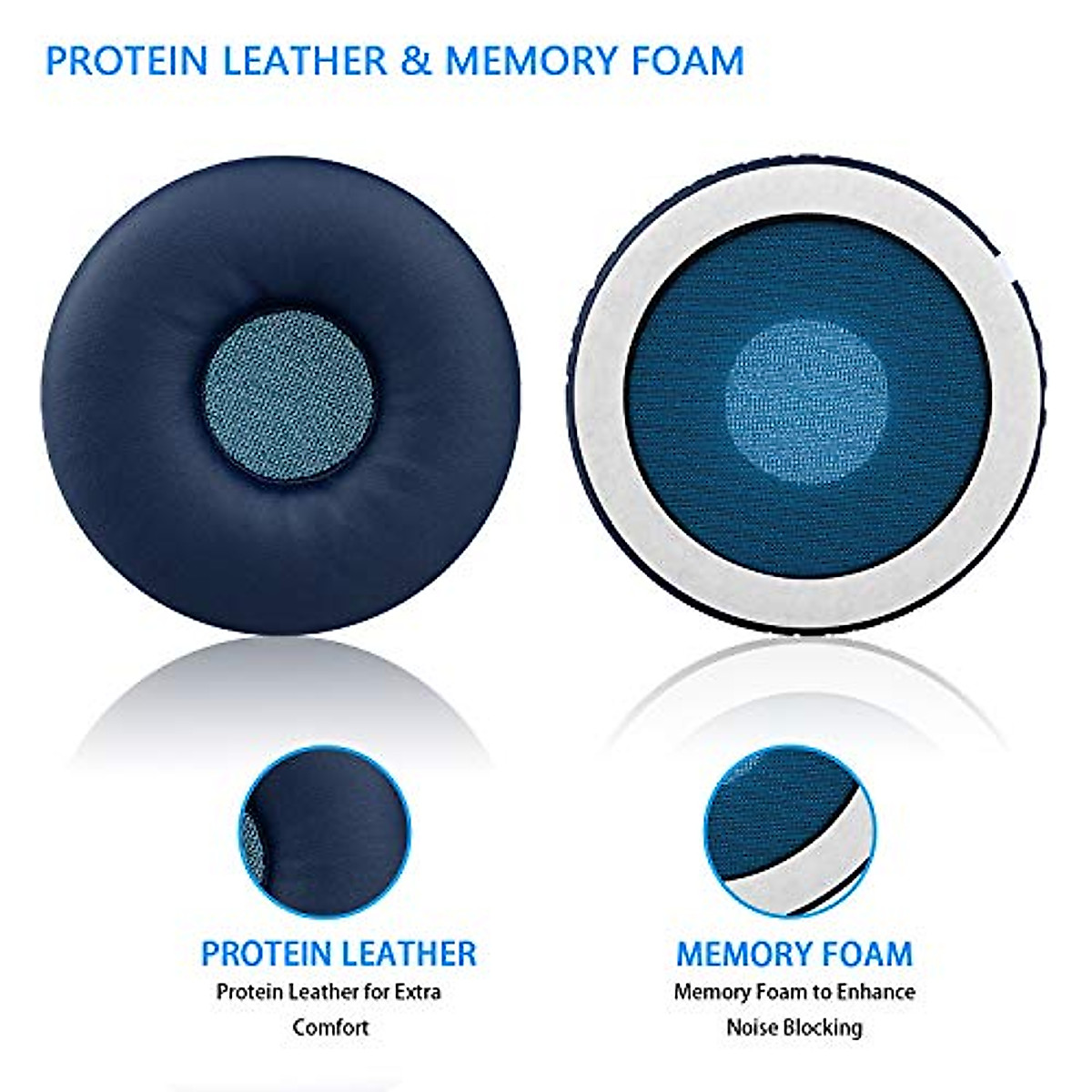 Jecobb WHXB700 Earpads Replacement Ear Cushion Pads with Protein Leather and Memory Foam for Sony WHXB700 Wireless Extra Bass Bluetooth On Ear Headphones ONLY (NOT FIT Sony Other Series) (Blue)