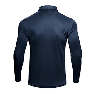 Haimont Tactical Polo Shirts for Men, Mens Outdoor Sport Performance Long Sleeve Quick Dry Polyester Golf Shirts Dark Blue, S