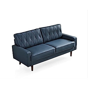 US Pride Furniture Modern Style Faux Leather 69.3’’ Wide with Round Tapered Legs Living Room Sofas, Blue