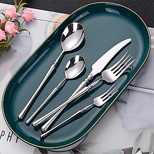 Cutlery Set 20 Pieces Stainless Steel Silverware Set, Dining Modern Elegant Flatware Travel Silverware, Home, and Restaurant Cutlery