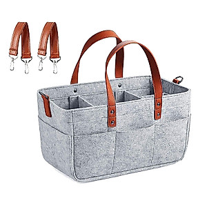 Gfhrisyty Baby Diaper Caddy Organizer for Hanging Portable Nursery Storage Bin Diaper Holder Storage Basket for Car and Baby Shower, Gray