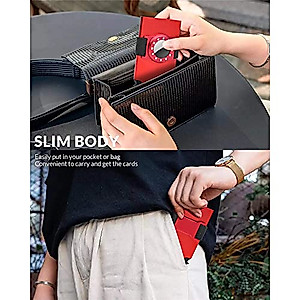 Le Vasty Womens Airtag Wallet, Slim Wallet for Women, RFID Blocking Pop Up Wallet Women, Aluminum Metal Card Holder Wallet for Women, Elegant Wallet with Airtag Holder with Cash Strap…