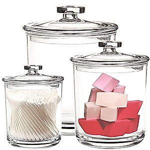 Youngever 60-Ounce, 30-Ounce and 15-Ounce Clear Plastic Apothecary Jars Set of 3